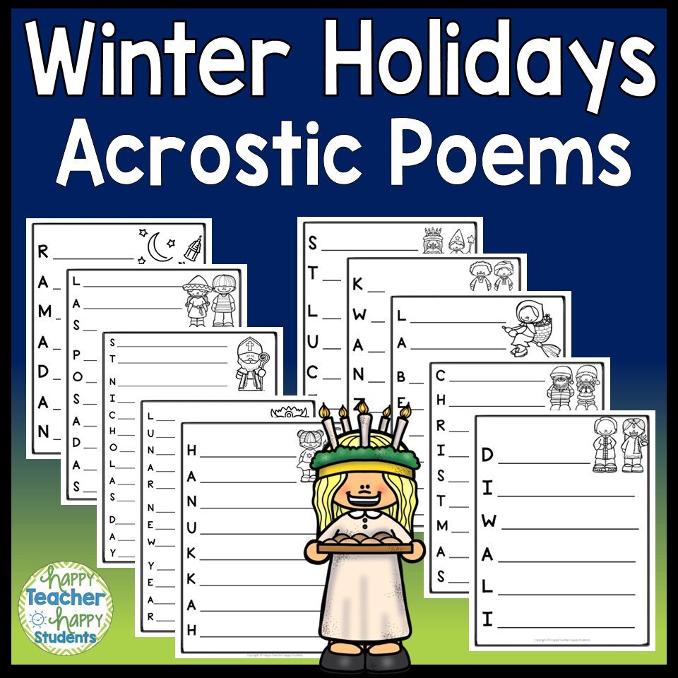 Winter Holidays Around the World Acrostic Poem Templates (digital ...