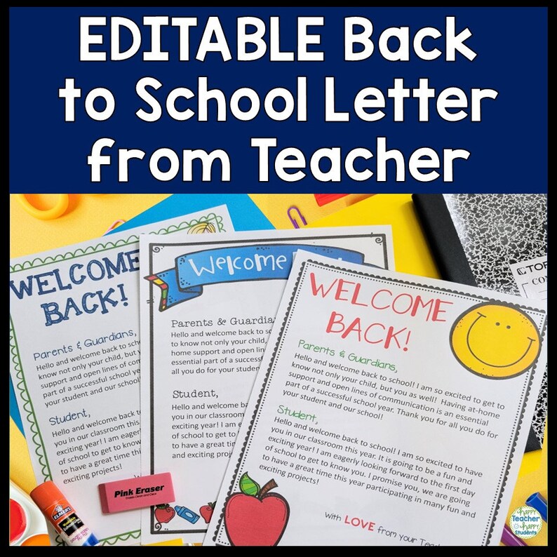 EDITABLE Welcome Back to School Letter for Parents and Students 3 ...