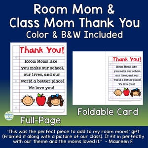 Room Mom Thank You Note Card | Thank You for Room Parent | Room Mom ...