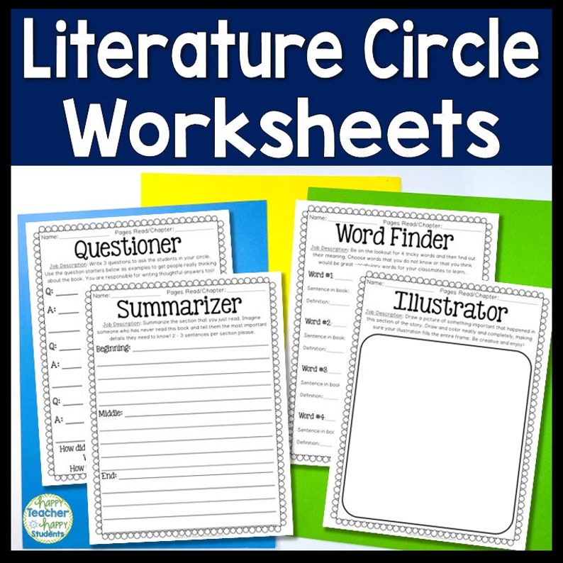 Literature Circle Role Worksheets | 4 Lit Circle Roles Worksheets for ...