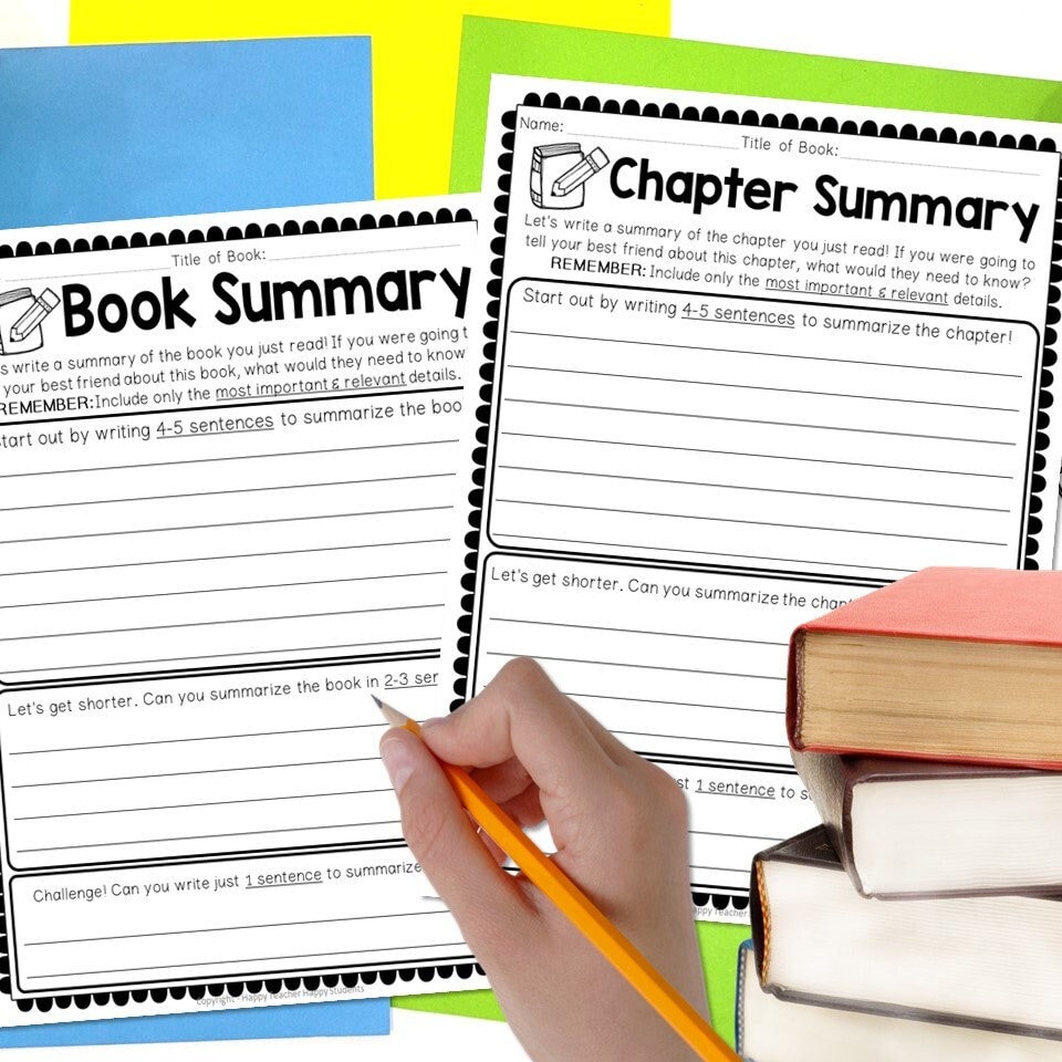 Book Summary and Chapter Summary Worksheet Templates for Fiction ...