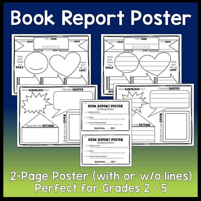 Printable Book Report Poster Template: Works With Any Fiction or Non ...