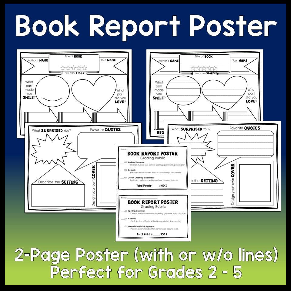 Printable Book Report Poster Template: Works With Any Fiction or Non ...