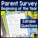 EDITABLE Parent Survey Beginning of Year Parent Survey, Get to Know ...