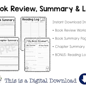 Book Review Template, Book Summary Printable, Chapter Summary Printable ...