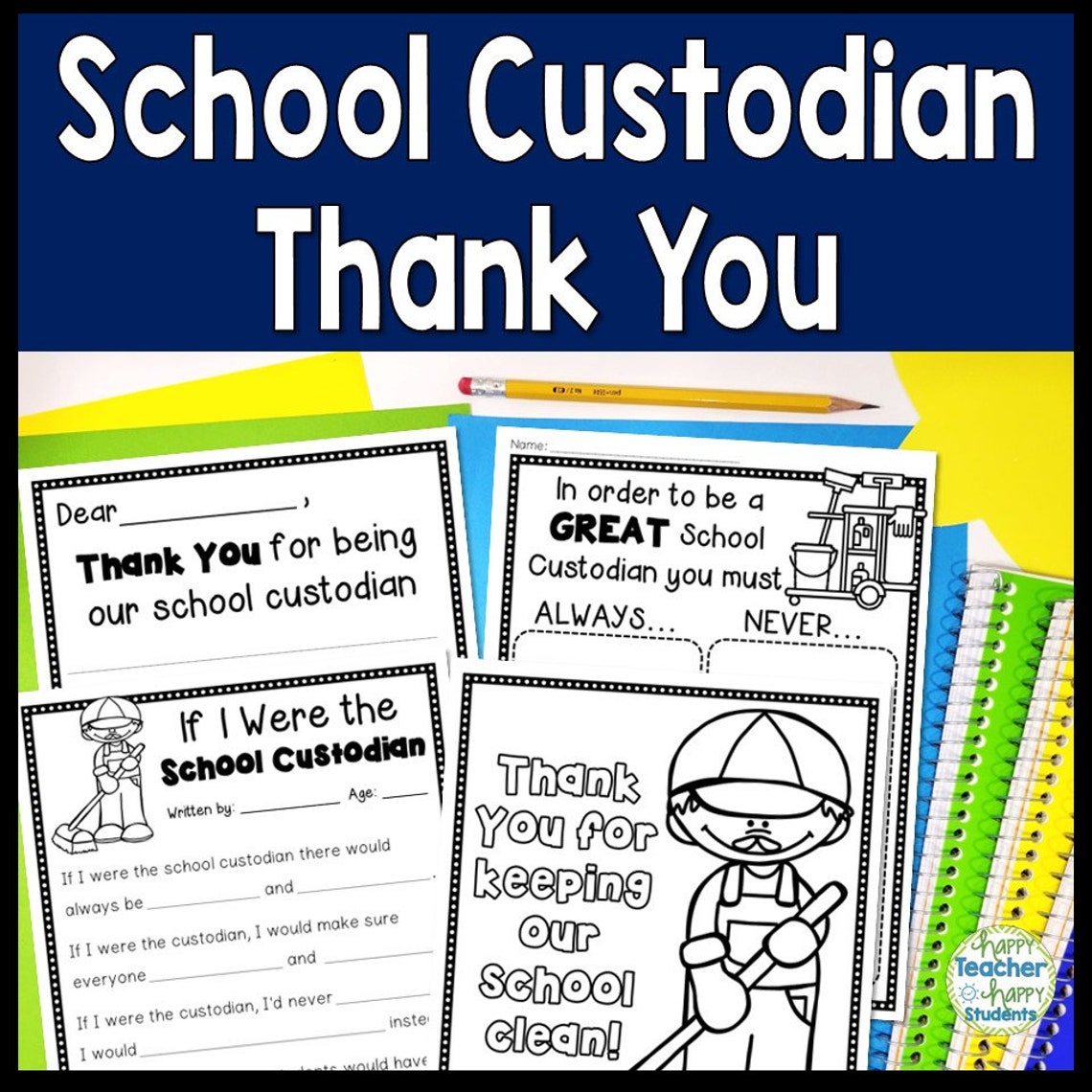 Custodian Appreciation Day Printable Thank You Card for School ...