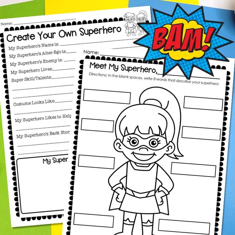 Superhero Writing Activity: Create Your Own Superhero - 6 Worksheets ...