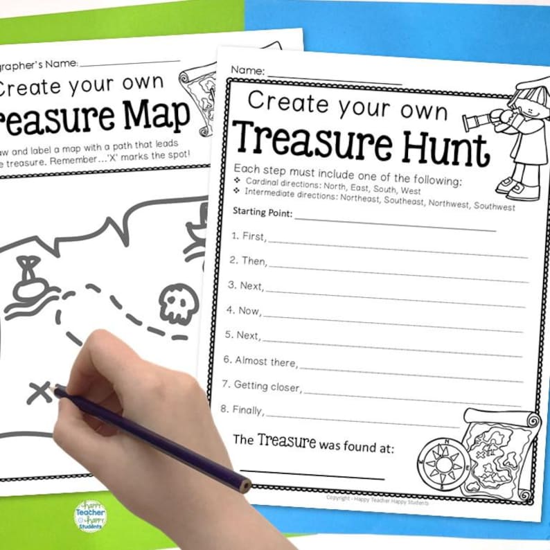Treasure Map and Treasure Hunt | Cardinal Intermediate Directions ...