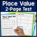 Place Value Test | Place Value Quiz | Two Page Place Value Test ...