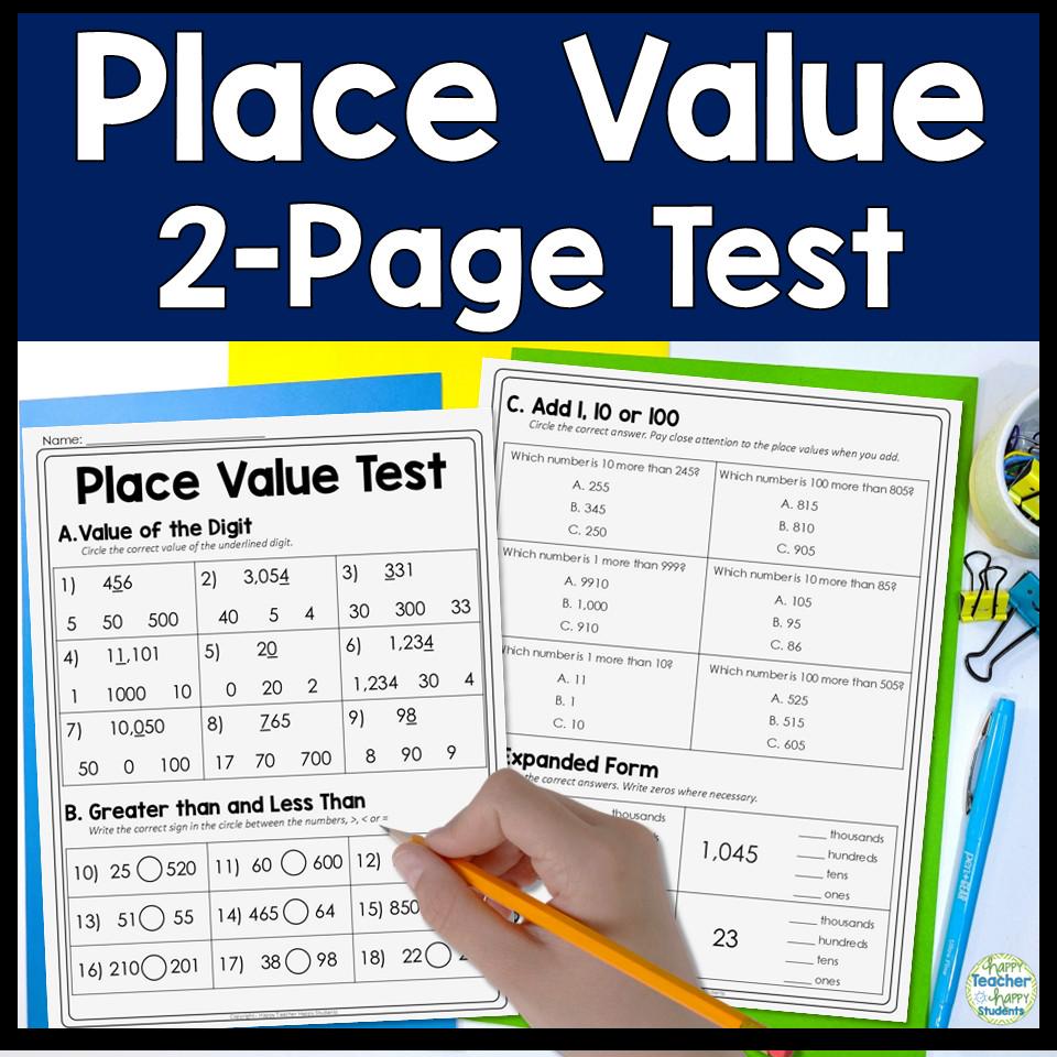 Place Value Test | Place Value Quiz | Two Page Place Value Test ...