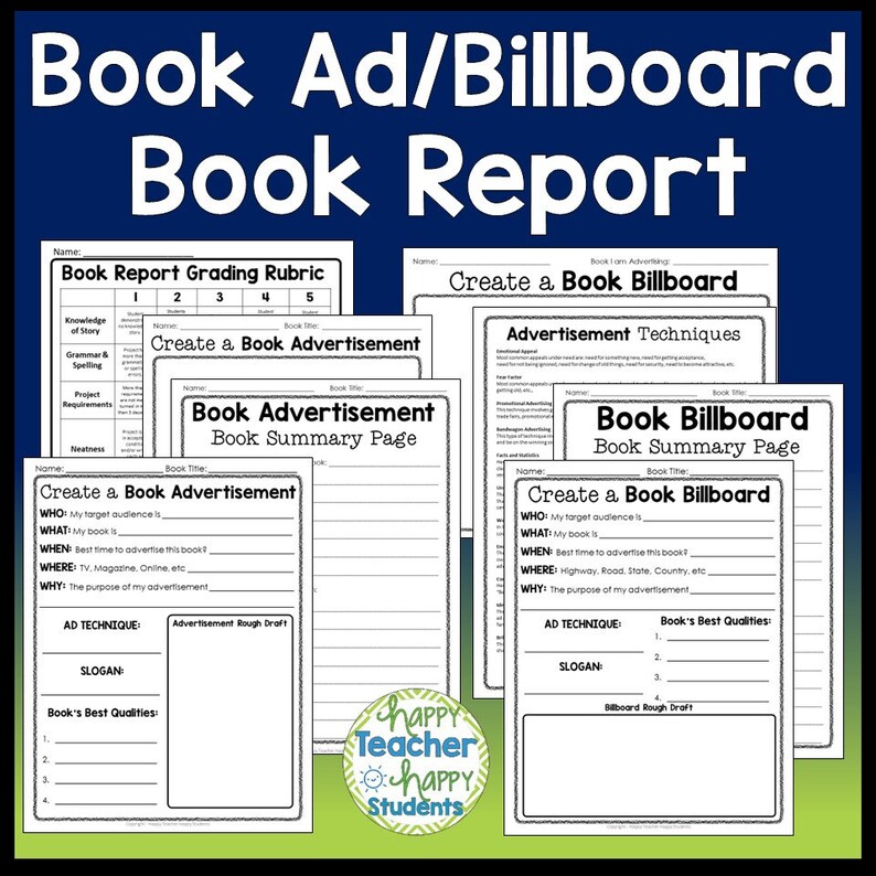 Book Report Advertisement Project, Create a Book Ad or Book Billboard ...