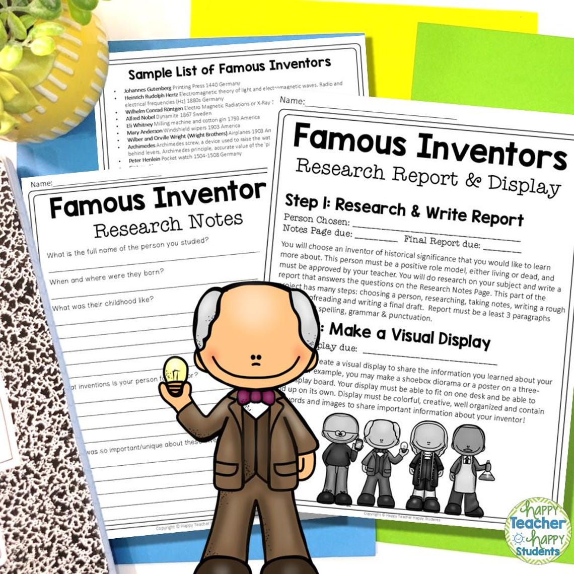 Famous Inventors Research Report & Display Project (digital PDF) - Etsy