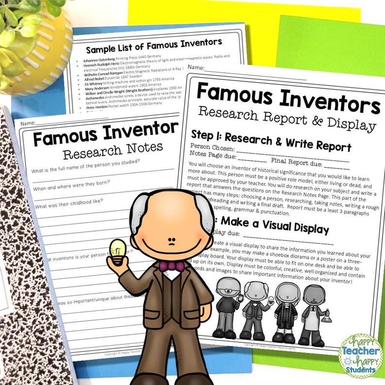Famous Inventors Research Report & Display Project (digital PDF) - Etsy