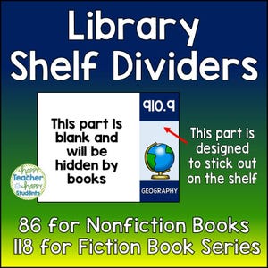 Nonfiction AND Fiction Library Shelf Dividers, Classroom Library Shelf ...