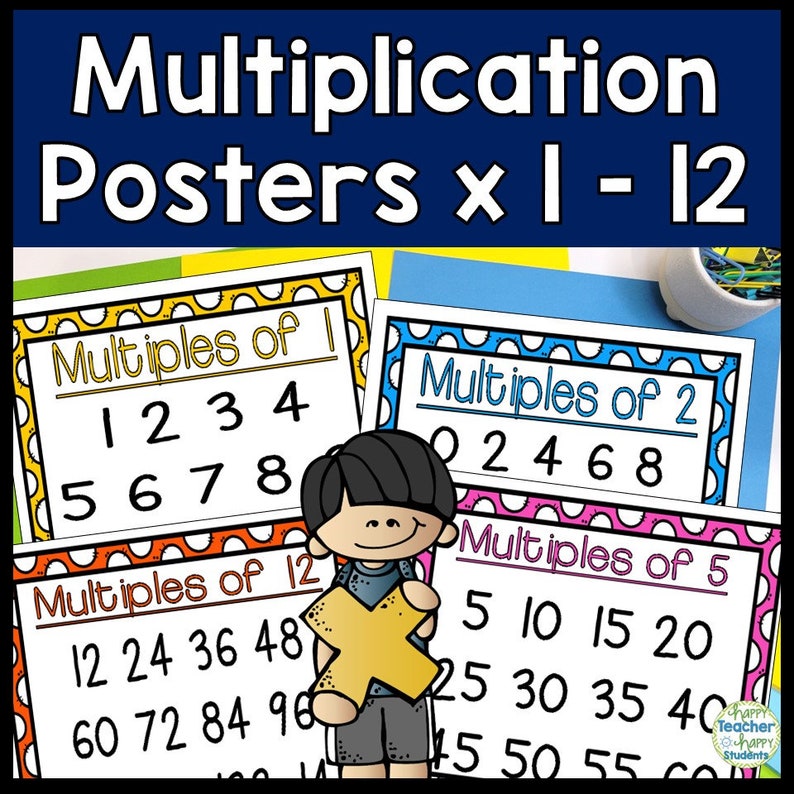 Carteles de multiplicación imprimibles / x 1 a x 12 / Carteles de ...