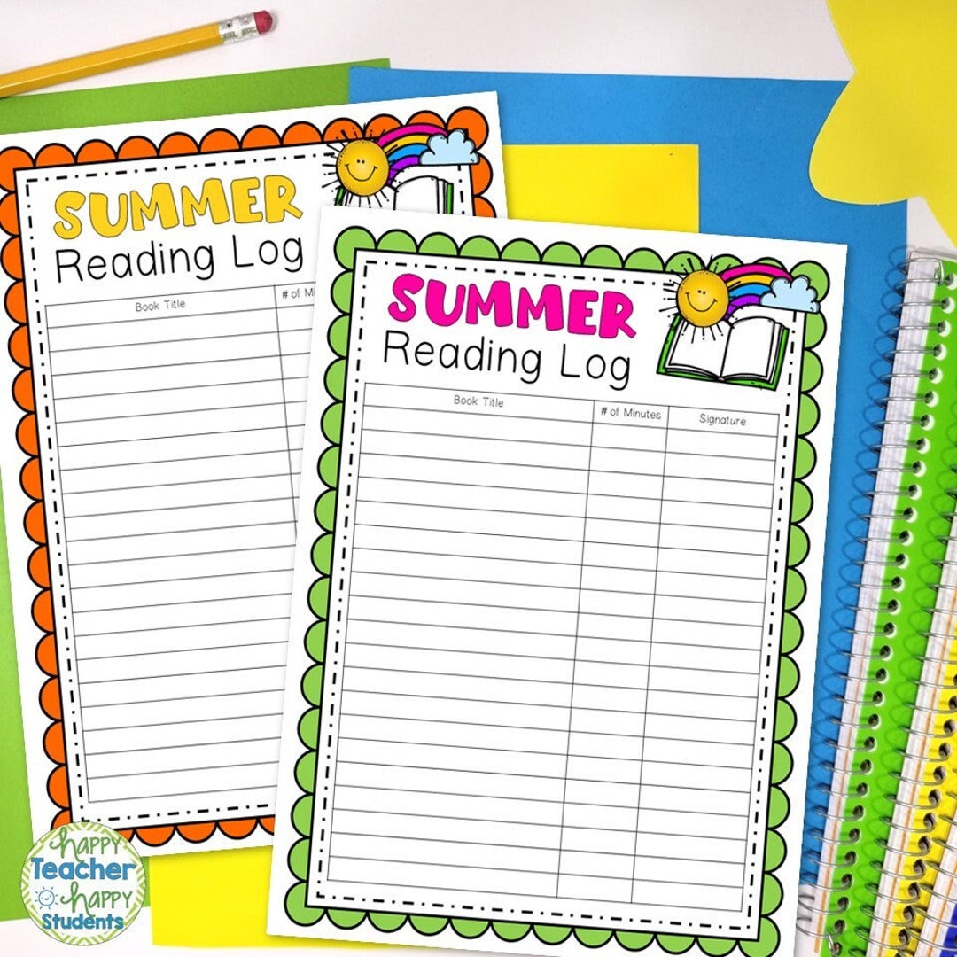 Summer Reading Log for Kids | 4 Color Choices | Summer Reading Tracker ...