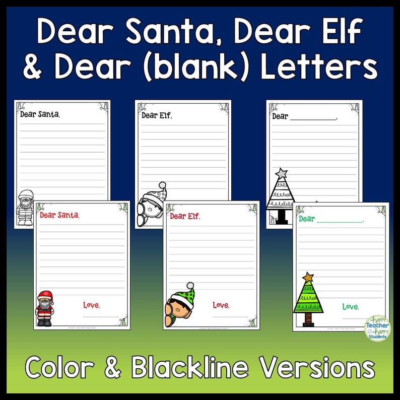 Dear Santa & Elf Letter Template: Kids Christmas Activity (digital ...