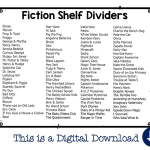 Nonfiction AND Fiction Library Shelf Dividers, Classroom Library Shelf ...
