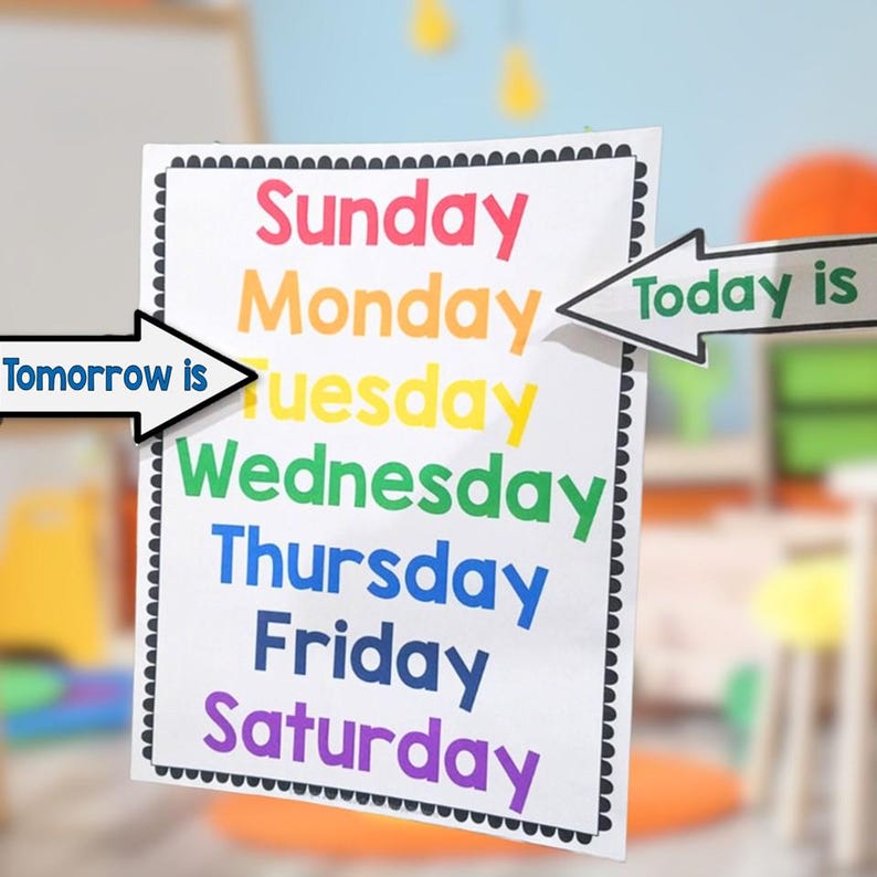Days of the Week Poster, Days of the Week Sign for Kids, Months of the ...
