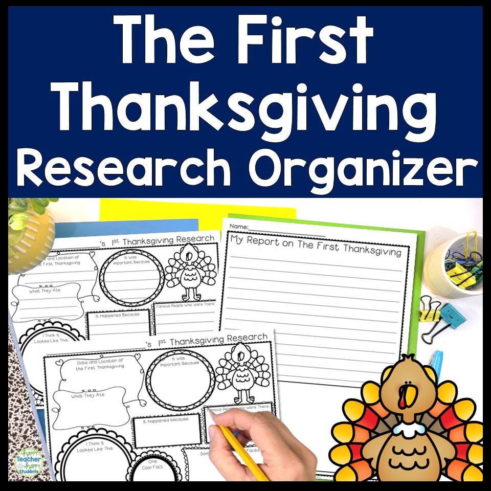 Thanksgiving Research Activity: Graphic Organizer & Writing Paper ...