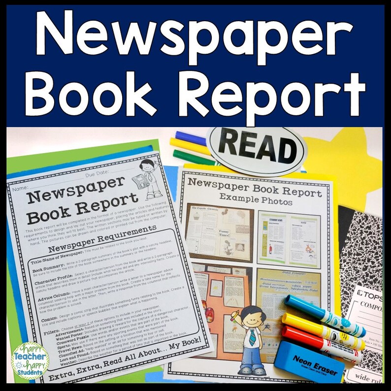 Newspaper Book Report Template Fiction & Non-fiction Book - Etsy