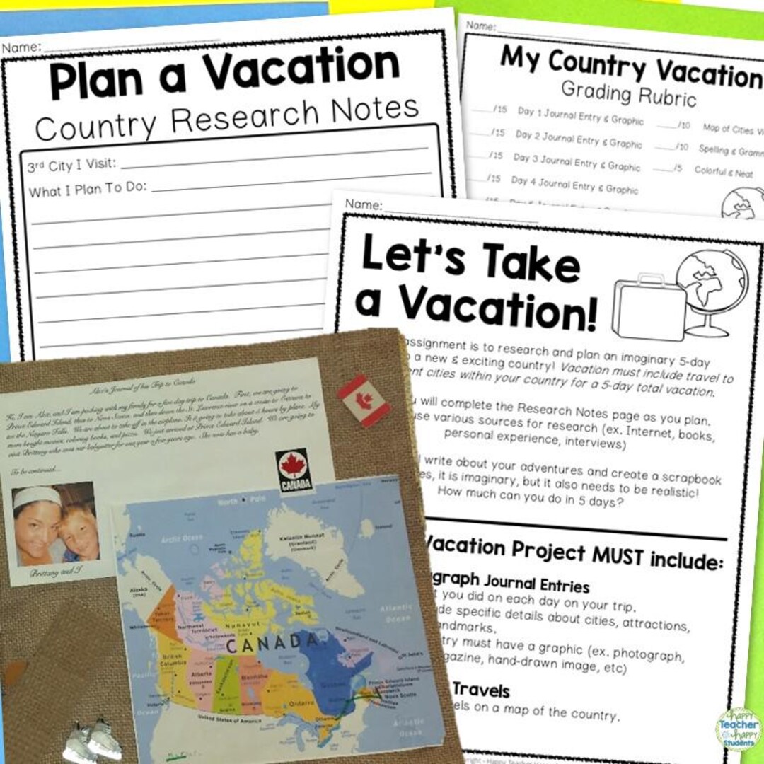 Country Vacation Research Project: Plan a Trip, Journal & Scrapbook ...