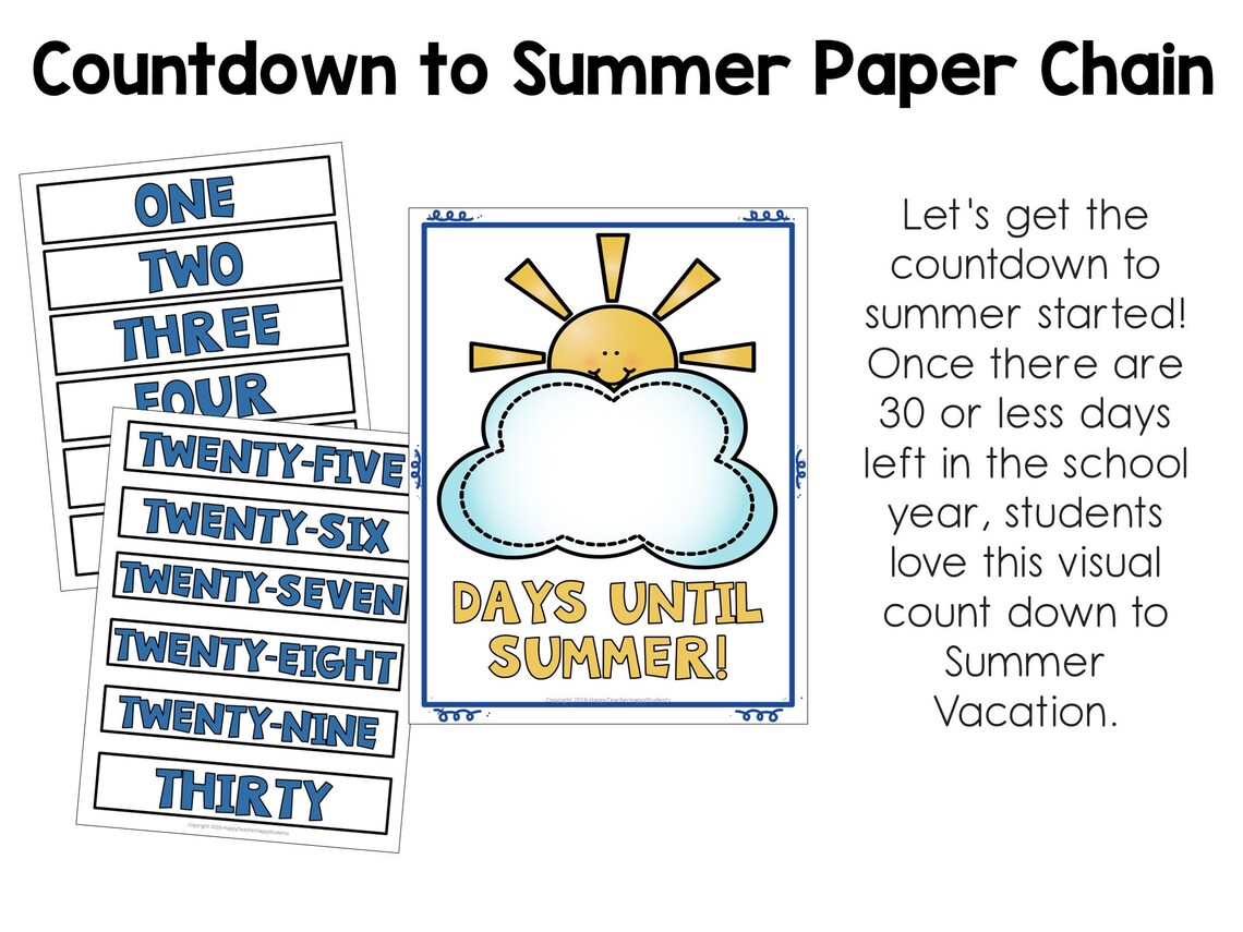 Summer Countdown Sign With Paper Chain, Countdown to Summer Activity ...