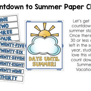 Summer Countdown Sign With Paper Chain: Last 30 Days of School - Etsy