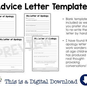 Kids Apology Letter Printable | Apology Template for Children | How to ...