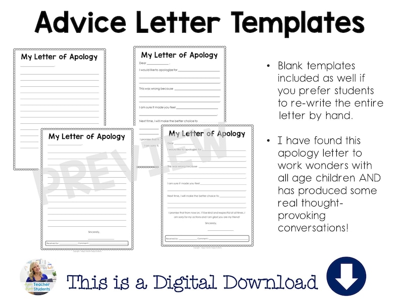 Kids Apology Letter Printable | Apology Template for Children | How to ...