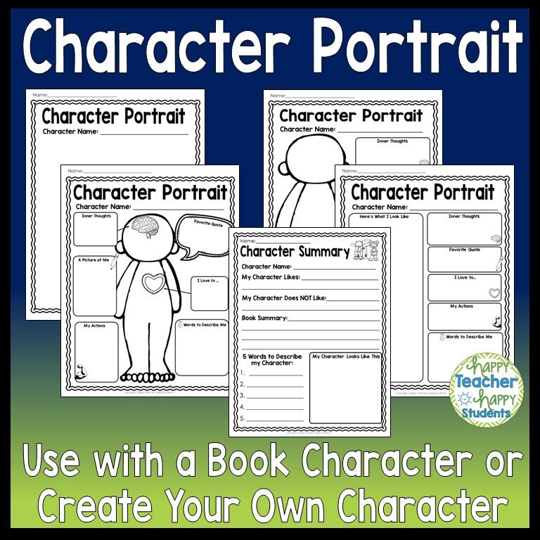 Book Character Portrait | Character Trait Organizer Activity for Any ...