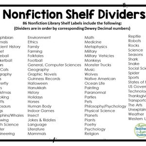 Nonfiction AND Fiction Library Shelf Dividers, Classroom Library Shelf ...
