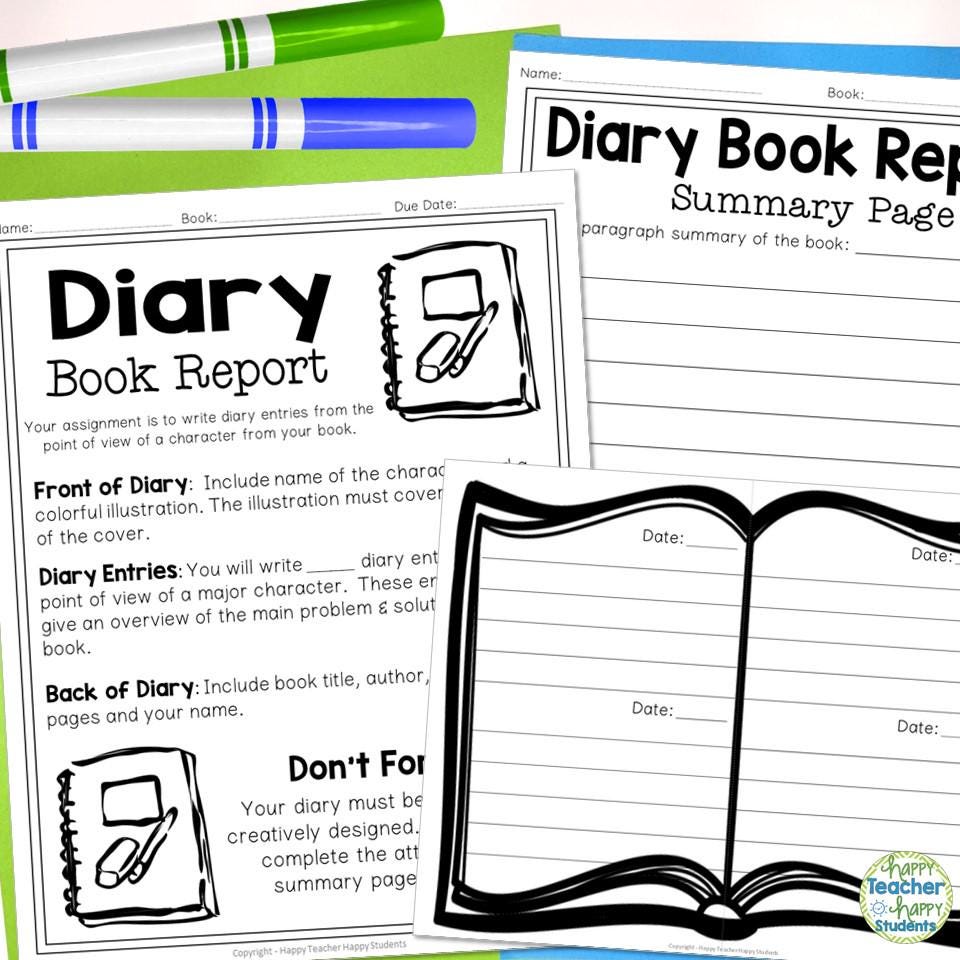 Diary Book Report Template | Write a Diary From the Character Point of ...