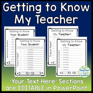 Getting to Know Your Teacher Activity for Back to School | EDITABLE ...