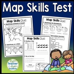 Map Skills Test | 3-page Mapping Skills Quiz With Answer Key ...