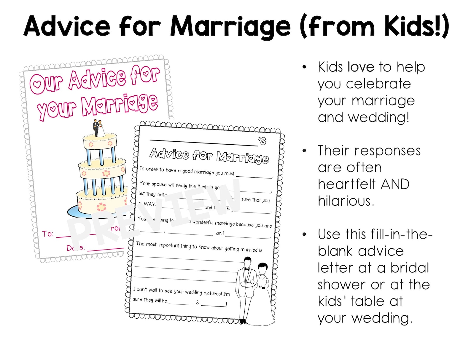 Childrens Advice for Marriage Wedding Advice Book Weddings - Etsy