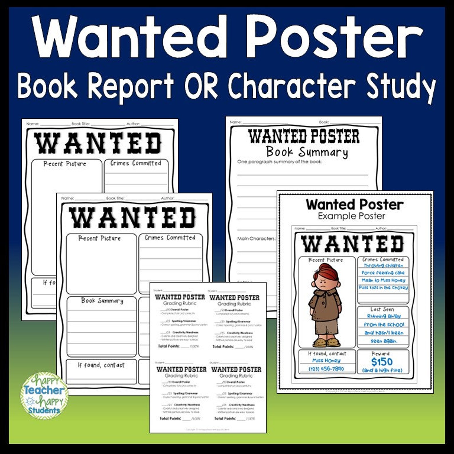 Character Wanted Poster Template: Fun Book Report Idea for Kids ...