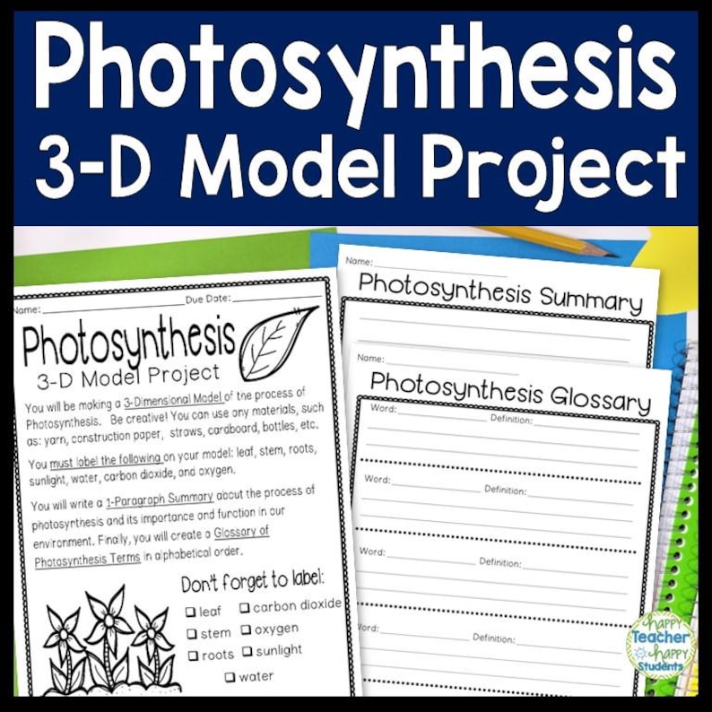 Photosynthesis Project: 3-D Model of Photosynthesis With Glossary ...