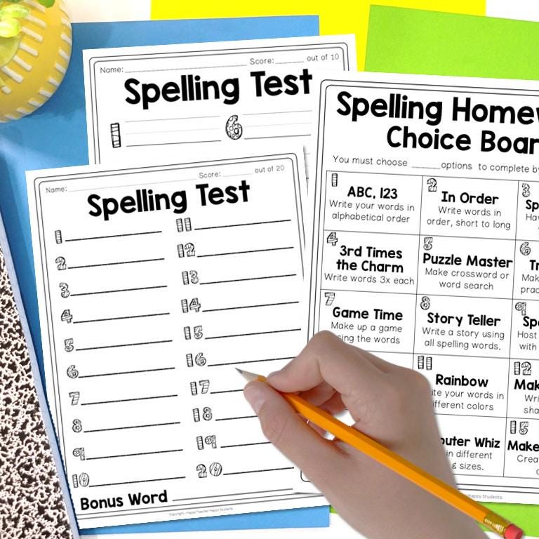 Spelling Test Templates for Spelling Practice AND Spelling Homework ...