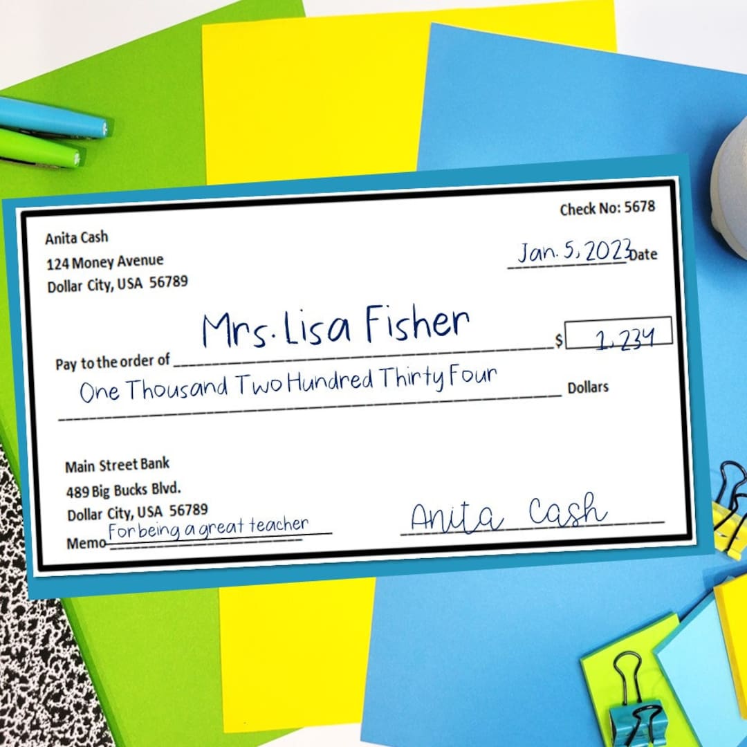 Blank Checks Templates Use for Writing Large Numbers or in a Classroom ...