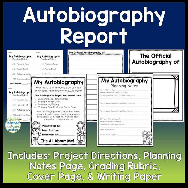 Kid's Autobiography Project: Template, Planning Page & Rubric (digital ...