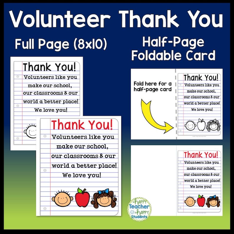 Volunteer Thank You Note Card: Perfect for Volunteer Appreciation Day ...