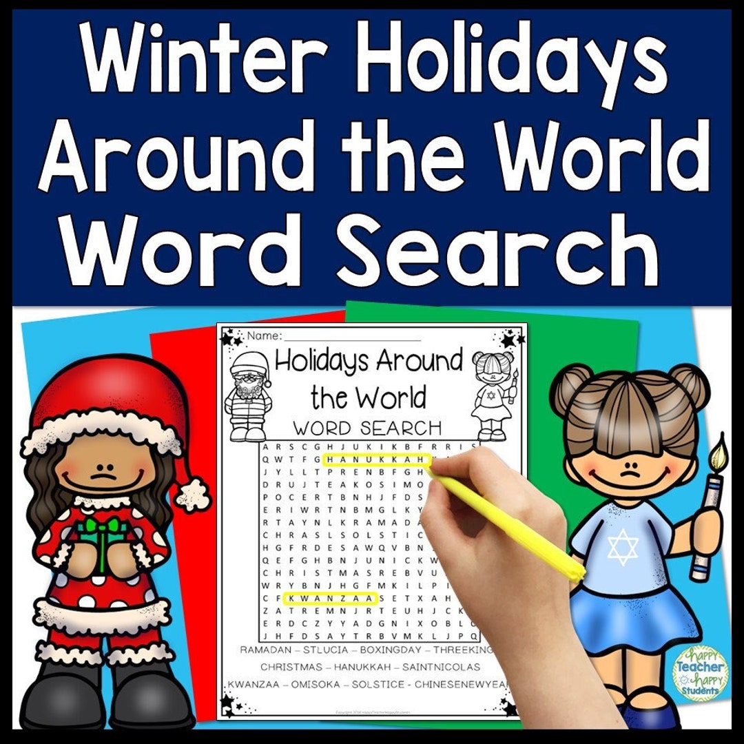 Winter Holidays Around the World Word Search Activity | Holidays Word ...