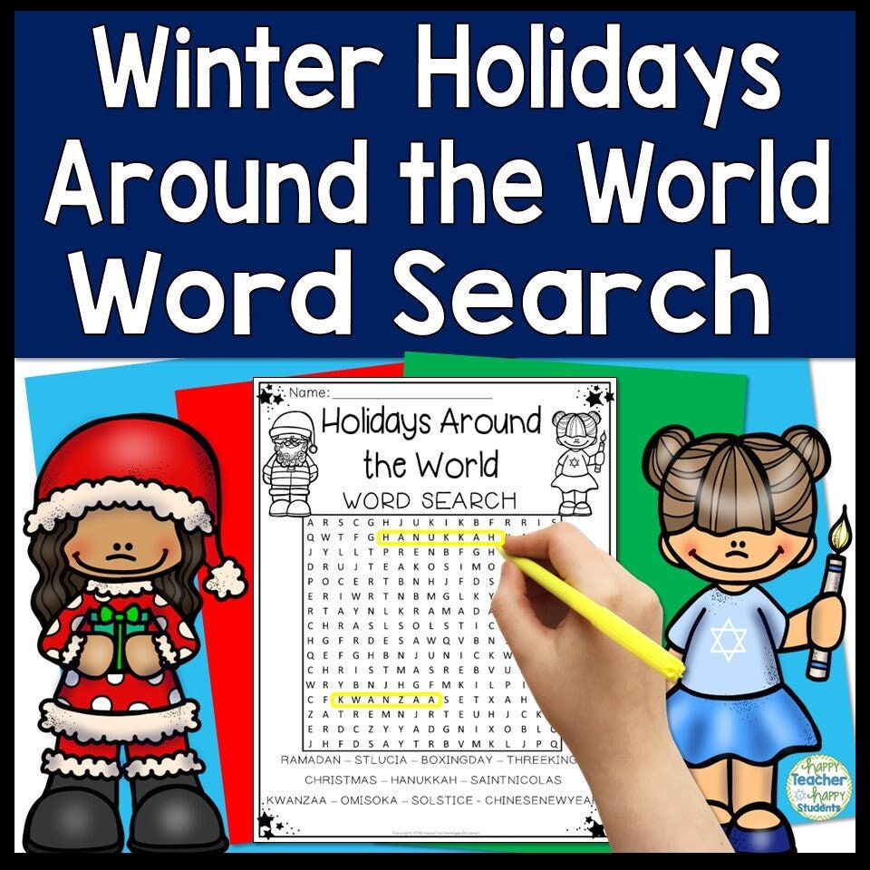 Winter Holidays Around the World Word Search Activity | Holidays Word ...
