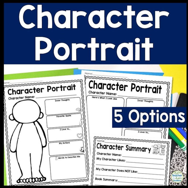 Book Character Portrait | Character Trait Organizer Activity for Any ...