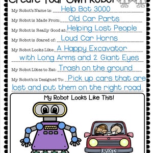 Create Your Own Robot Writing Activity, 5 Create a Robot Worksheets, Robot Craft, STEM Robotics ...