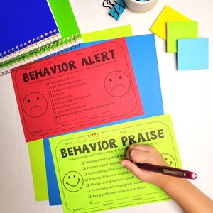 Printable Behavior Alert and Behavior Praise for Behavior Management ...