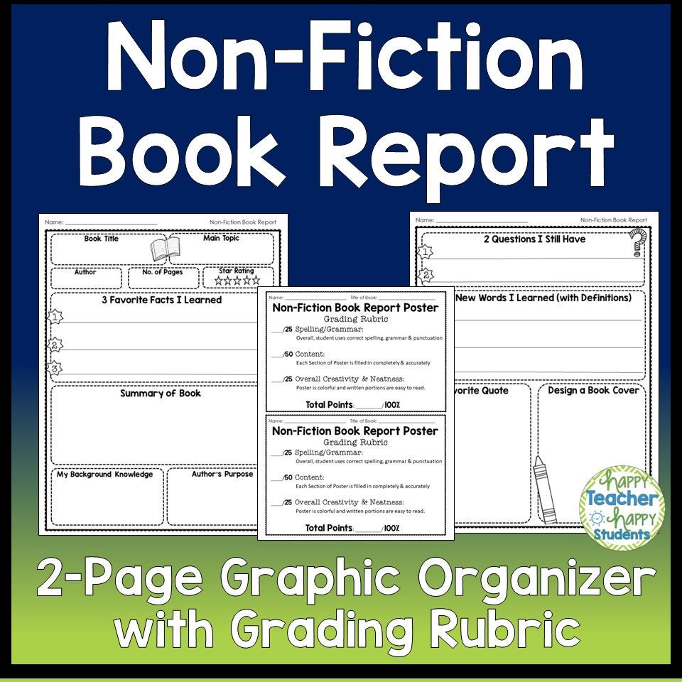 Nonfiction Book Report Graphic Organizer With Grading Rubric, Non ...