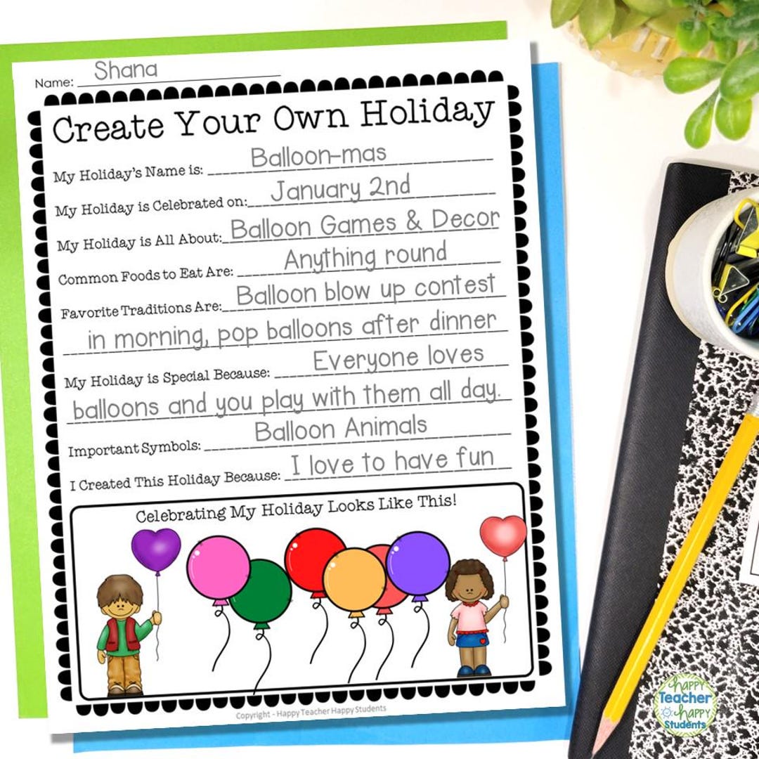 Create Your Own Holiday Writing Activity | Make Your Own Holiday ...