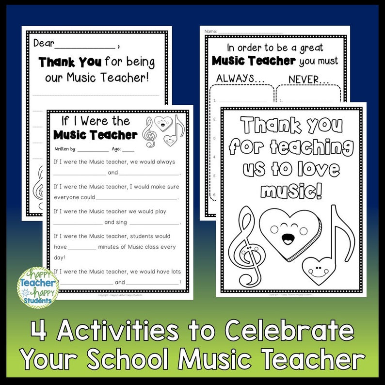 Music Teacher Appreciation Day | Music Teacher Thank You Card | Music ...